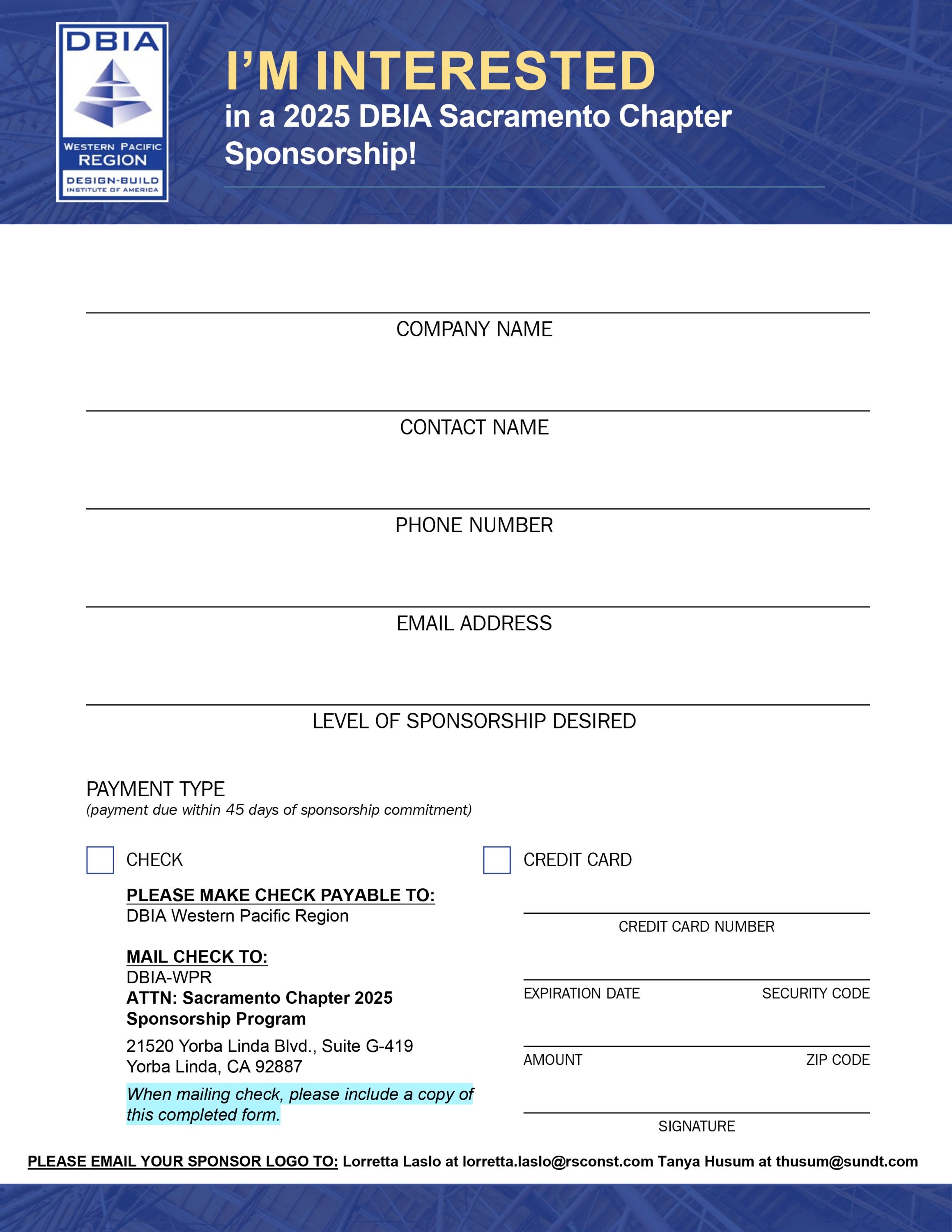 2025 Sacramento Chapter Sponsorship Program - Design-Build Institute of America Western Pacific